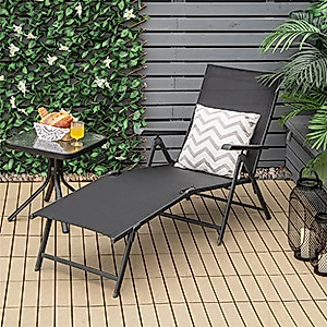 FKSDHDG Patio Folding Chair 2 Piece Outdoor Portable Recliner Gray
