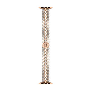 kate spade new york rose gold-tone stainless steel IP and white faux pearls band for apple watch®, 38/40/41mm (Model: KSS0126)
