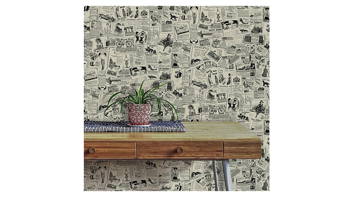 JZ Home Vintage Newspaper Contact Paper - Peel & Stick Wallpaper
