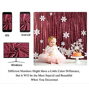 ShinyBeauty Sparkle Backdrop Curtain Burgundy 2 Panels Set Sequin Photo Backdrop Wine 2FTx8FT Sequin Backdrop Curtain Pack of 2-1220S