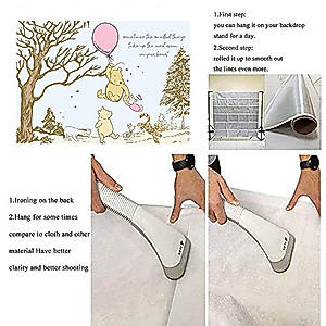 DMJ Classic Cartoon Bear Backdrop for Girls Birthday Party Pink Balloon Pooh Photograph Background Baby Shower Cake Table Decoration Background 7x5ft