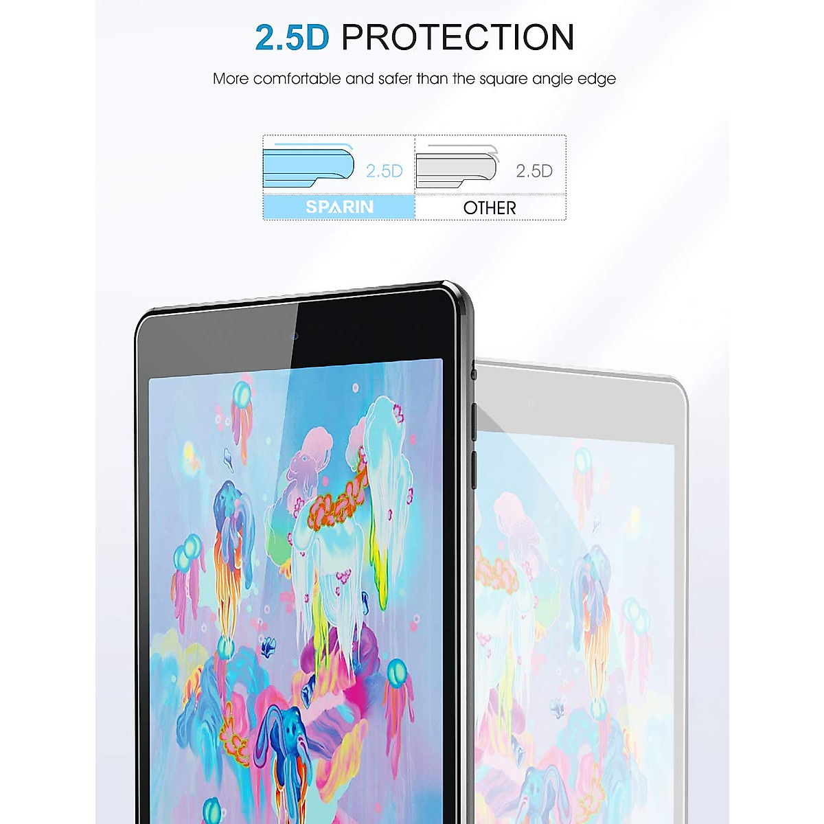 SPARIN 3 Pack Glass Screen Protector Compatible with iPad 6th 5th Generation 9.7 inch/iPad Air 2, Tempered Glass, Alignment Frame