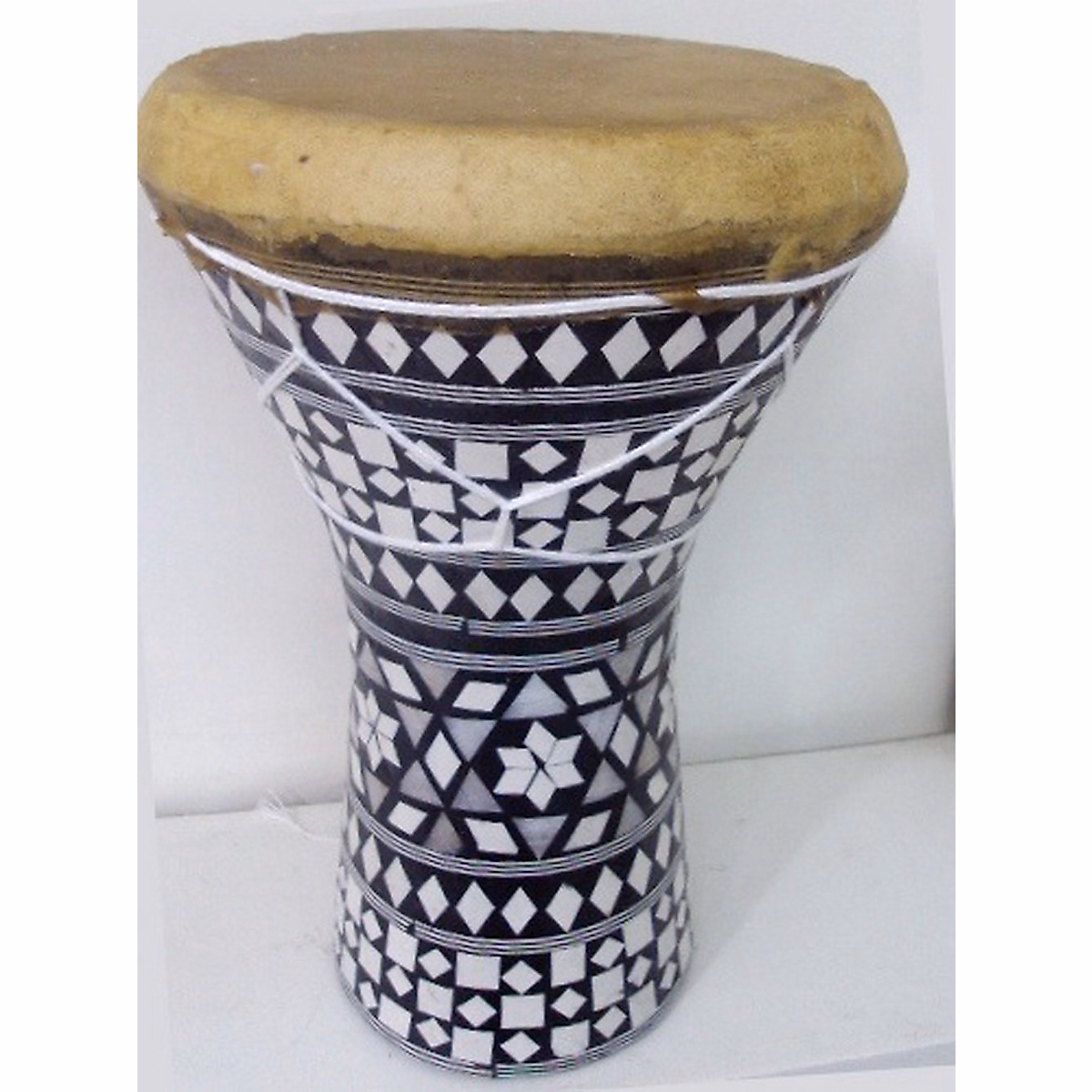 1PCS Large Egyptian Wooden Tabla Drum Doumbek Goat Skin Inlaid Handmade 11"