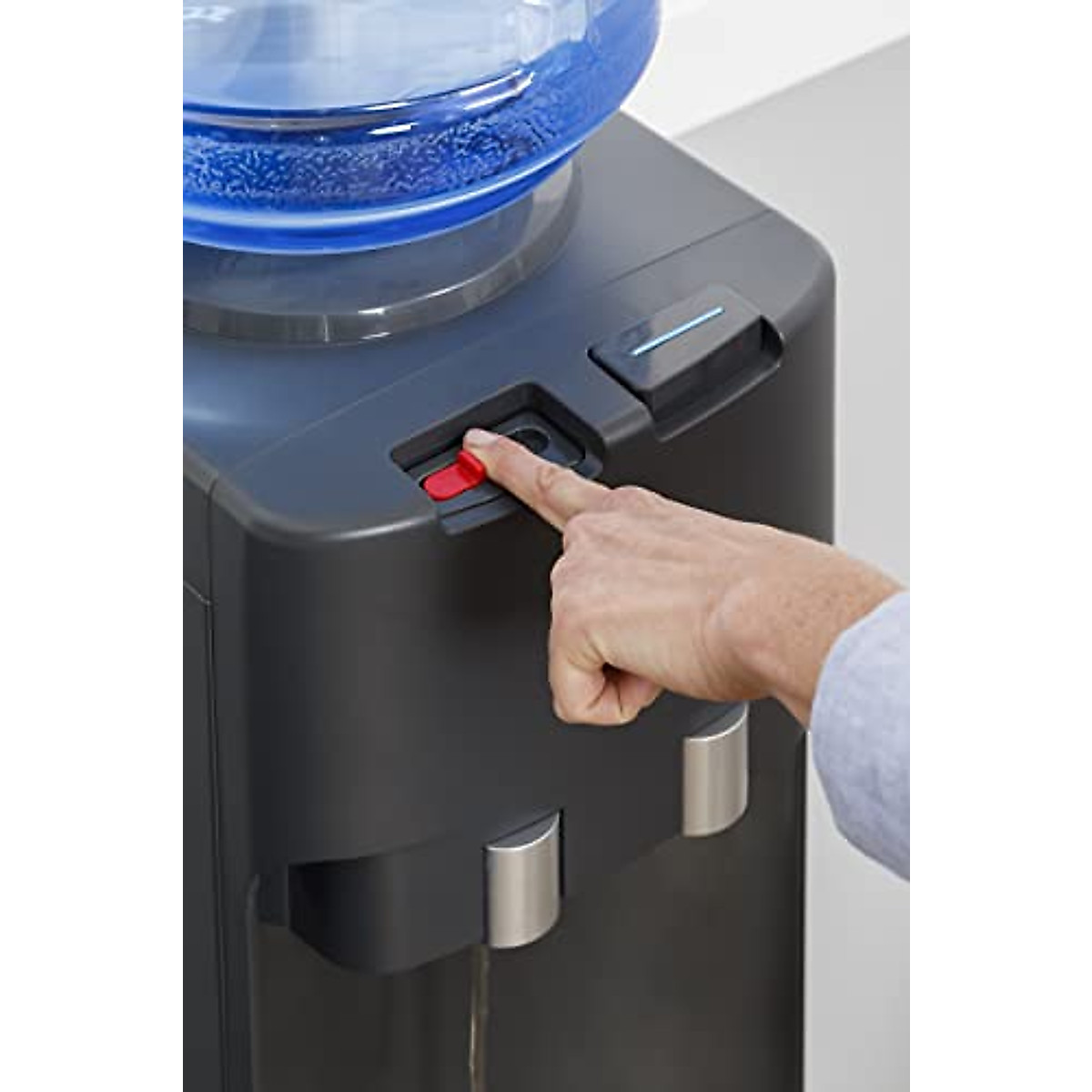 GE Top-Loading Hot and Cold Water Dispenser | 5 Gallon Water Cooler for Home or Office | 2 Temperature Settings | Taller 13" Dispenser Height | Freestanding with LED Night Light| Charcoal