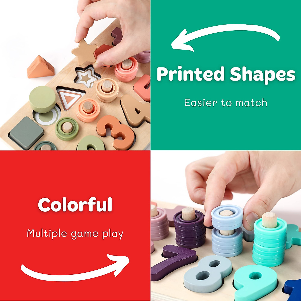 Toddler Montessori Toys Teaches Number, Counting, Math, Stacking Fun Preschool Learning Activates for Boy and Girl | 1 Year Old Boy Gifts and Beyond! (Macaron)