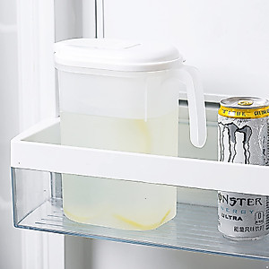 YiZYiF 1800ML/2200ML Water Pitcher with Lids Large Capacity Water Containers Cold Tea Juice Beverages Jug White 2200ML 2200ML