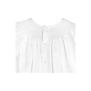 Petit Ami Baby Girls' Bishop Smocked Daydress, Newborn, White