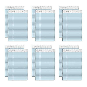 TOPS Prism Plus 100% Recycled Legal Pad, 5 x 8 Inches, Perforated, Blue, Narrow Rule, 50 Sheets per Pad, 12 Pads per Pack (63020)