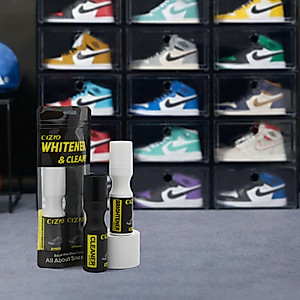 Shoe Cleaner Whitener for Sneaker, COZGO Shoe Cleaning and Whitening Kit, 3.5oz Shoe Cleaner and 3.5oz Whitener, No extra brushes needed,Work on White shoe,Sneaker,Canvas,Mesh,Tennis,PU,Fabric,Leather