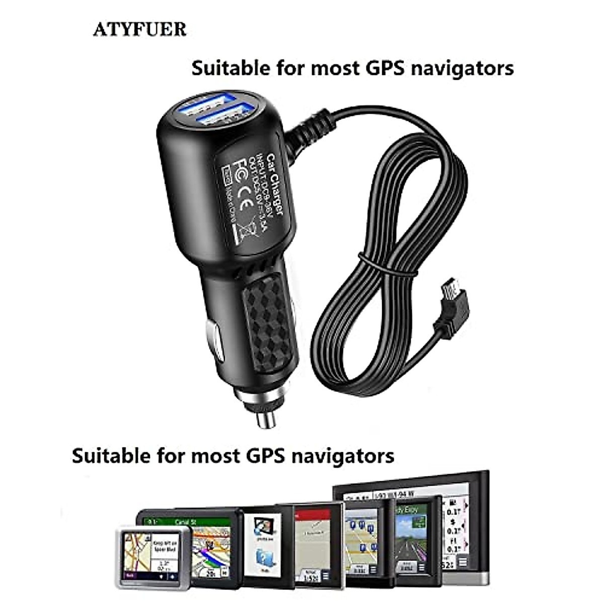 Dash Cam Charger Cable ，Garmin Charging Cable，Garmin Power Cable， for Garmin Dash Cam, Garmin GPS, MP3 Player，Garmin GPS Navigator, for 12V-24V Car and Truck Car Power Adapter Cable