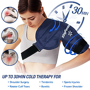 KingPavonini Shoulder Ice Pack Rotator Cuff Cold Therapy, Reusable Gel Ice Pack for Shoulder Injuries, Shoulder Ice Pack Wrap for Pain Relief, Swelling, Shoulders Surgery, Tendonitis, Bursitis, Blue