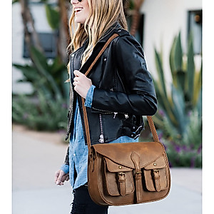 KouLi Buir Crossbody Bags for Women PU Leather Purse Womens Purses and Handbags Over The Shoulder Satchel Bag (Brown)