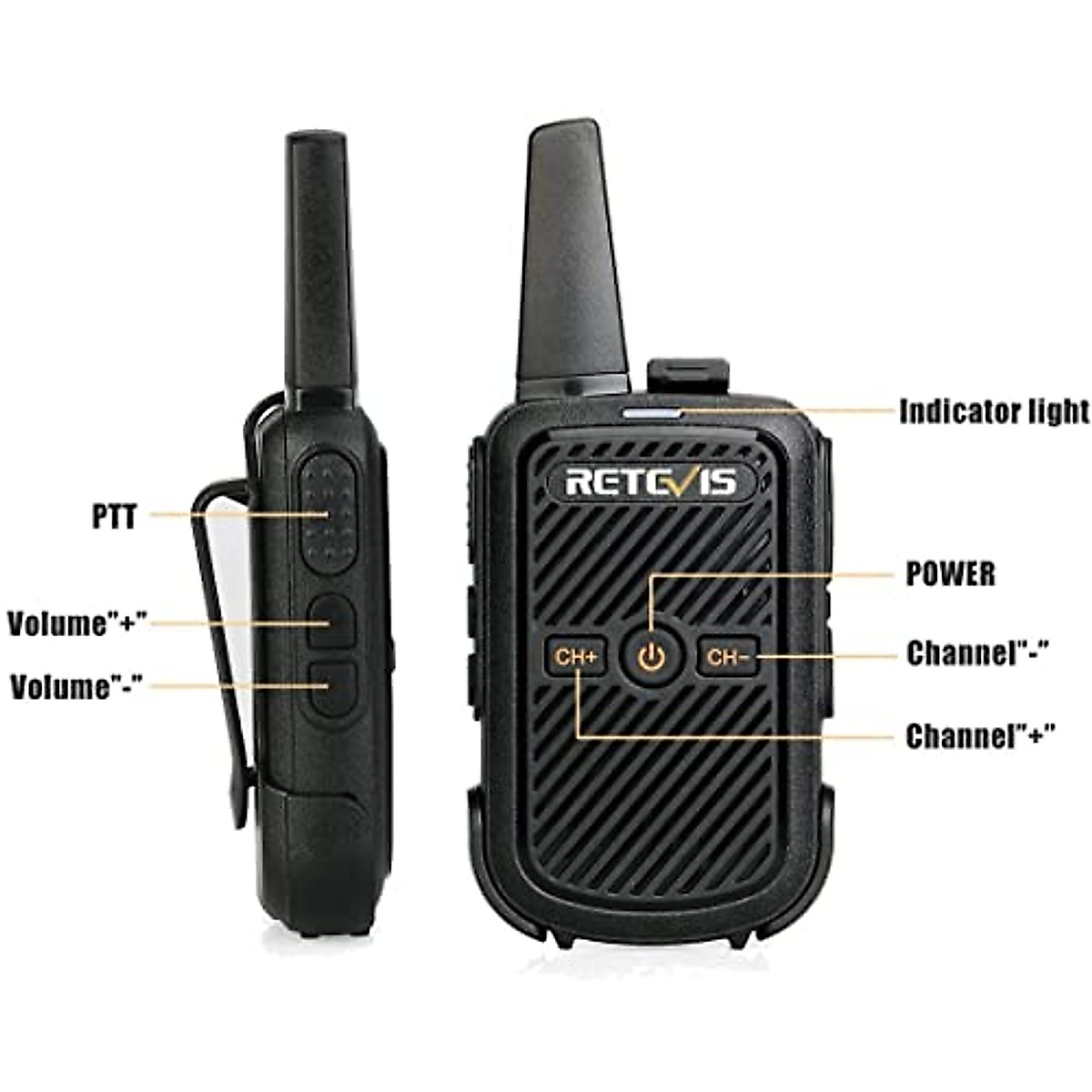 Retevis RT15 Small Walkie Talkies for Adults,Mini 2 Way Radio Rechargeable Long Range, USB Charging, Hands-Free Walky Talky for Camping Skiing Neighborhood Easter Basket Stuffers (4 Pack)