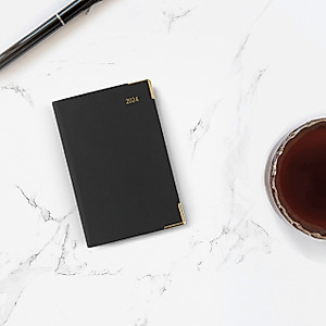 Letts of London Classic Daily Planner, 12 Months, January to December, 2024, Day-Per-Page, Pocket Size, 4.25" x 2.75", Black (C12EBK-24)