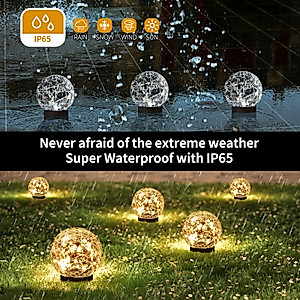 JKIMK Solar Globe Lights Outdoor Waterproof-Solar Balls Garden-Cracked Glass Ball Solar Lights Outdoor-Solar Orbs Outside-Outdoor Decorations Patio & Yard Lawn Backyard Decor (GUO-XBQ-2-2-2)
