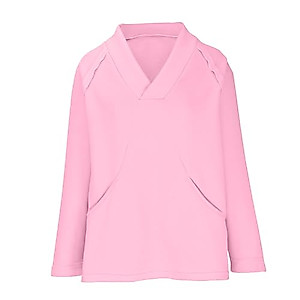 KSODFNXH Oversized Sweatshirt for Women Fashion Fall V Neck Long Sleeves Tops with Pockets Casual Loose Pure Sweatshirts