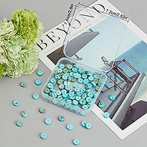 SUNNYCLUE 1 Box 122Pcs Gemstone Heishi Beads Natural Howlite Bead Flat Round Beads 8mm Beaded Disc Stone Loose Spacer Beads for Jewelry Making Beading Kit Turquoise Color Bracelet Necklace Supplies