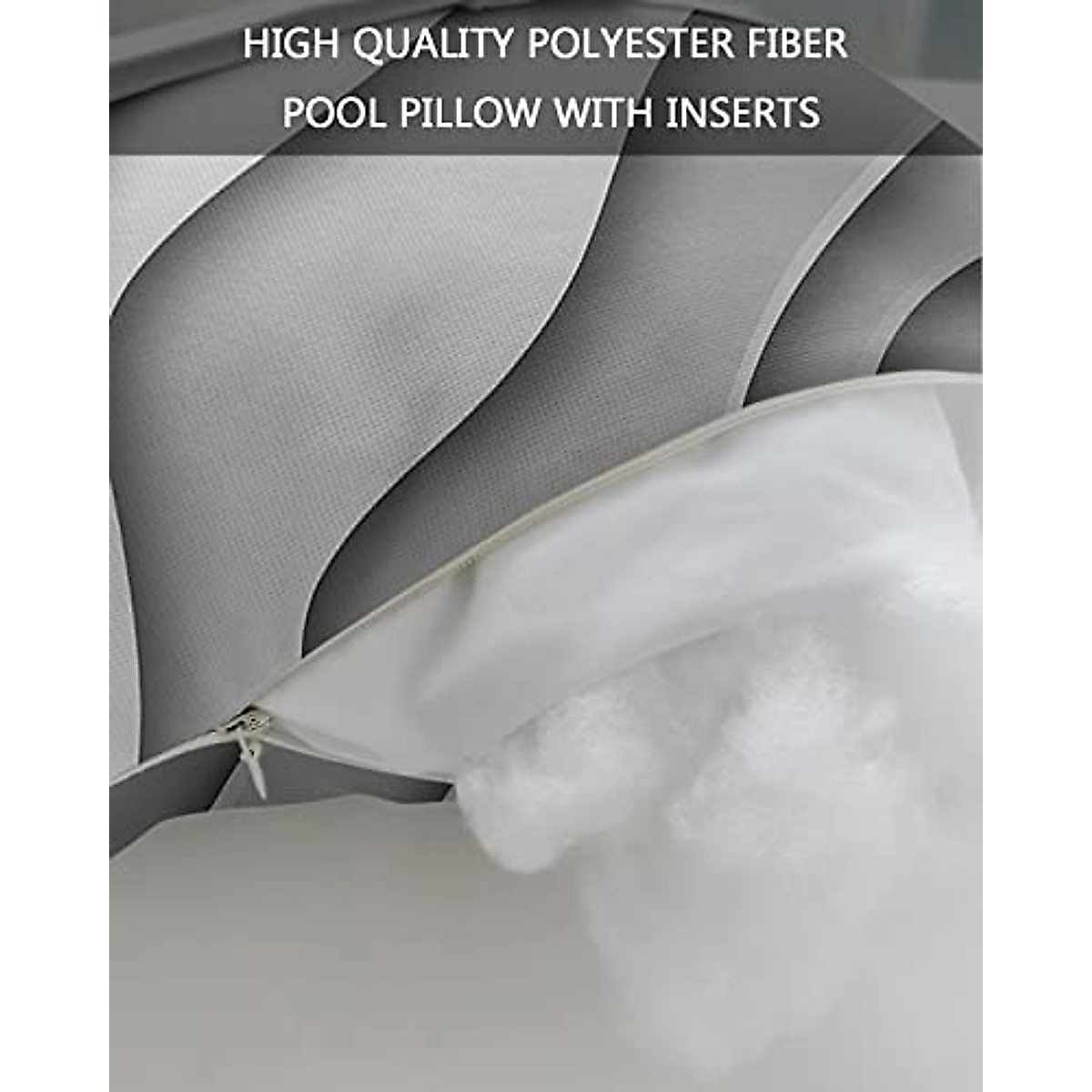 Recliner Head Pillow Ledge Loungers Chair Pillows with Insert Modern Abstract Geometric Black Grey Gradient Lumbar Pillow with Adjustable Strap Outdoor Waterproof Patio Pillows for Beach Pool, 2 PCS