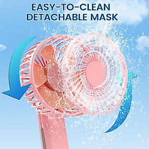 Passionbility Portable Handheld Fan - 2000mAh Personal Portable Fan Rechargeable, 180° Foldable USB Desk Fan with 3 Wind Speed, Battery Operated Fan for Travel Office Household