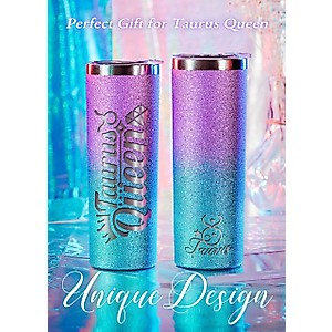 Onebttl Zodiac Gifts for Women, Best Friend Birthday Gifts for Her, 20oz Stainless Steel Tumbler, Engraved Logo Blue and Purple, Taurus