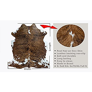 bonanza leathers Genuine Cowhide Rug Classic Tricolor Size S/L/XL 5X6/6X7/7X8 FT (L)