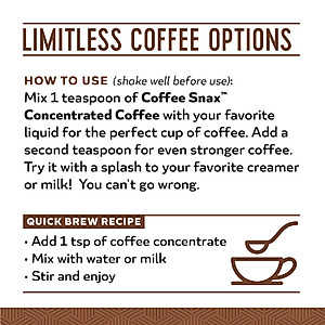 Coffee Snax Cold Brew Coffee Concentrate, Unsweetened Black Coffee Concentrate with No Added Sugar (Bulk 96 Servings Bottle)