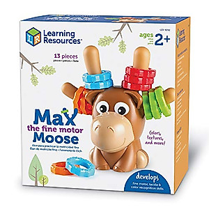 Learning Resources Max the Fine Motor Moose - 13 Pieces, Ages 2+ Toddler Learning Toys, Fine Motor Toy for Toddlers, Preschool Toys