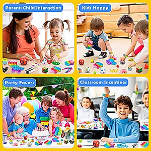 (63 Pcs) Fidget Toys Pack, Party Favors Carnival Treasure Classroom Prizes Small Mini Bulk Sensory Figit Toys Set for Boys Girls Kids Adults, Stress Relief & Anxiety Relief Tools Autistic ADHD Toys