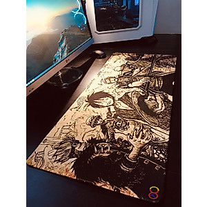 Large Gaming MousePad Mat One Piece Animation 36 x 16 x .1 In 900x400x3mm Mouse Pad, Rubber