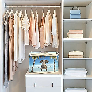 innewgogo Elephant Hammock Beach Storage Bins with Lids for Organizing Baskets Cube with Cover with Handles Oxford Cloth Storage Cube Box for Dog Toys