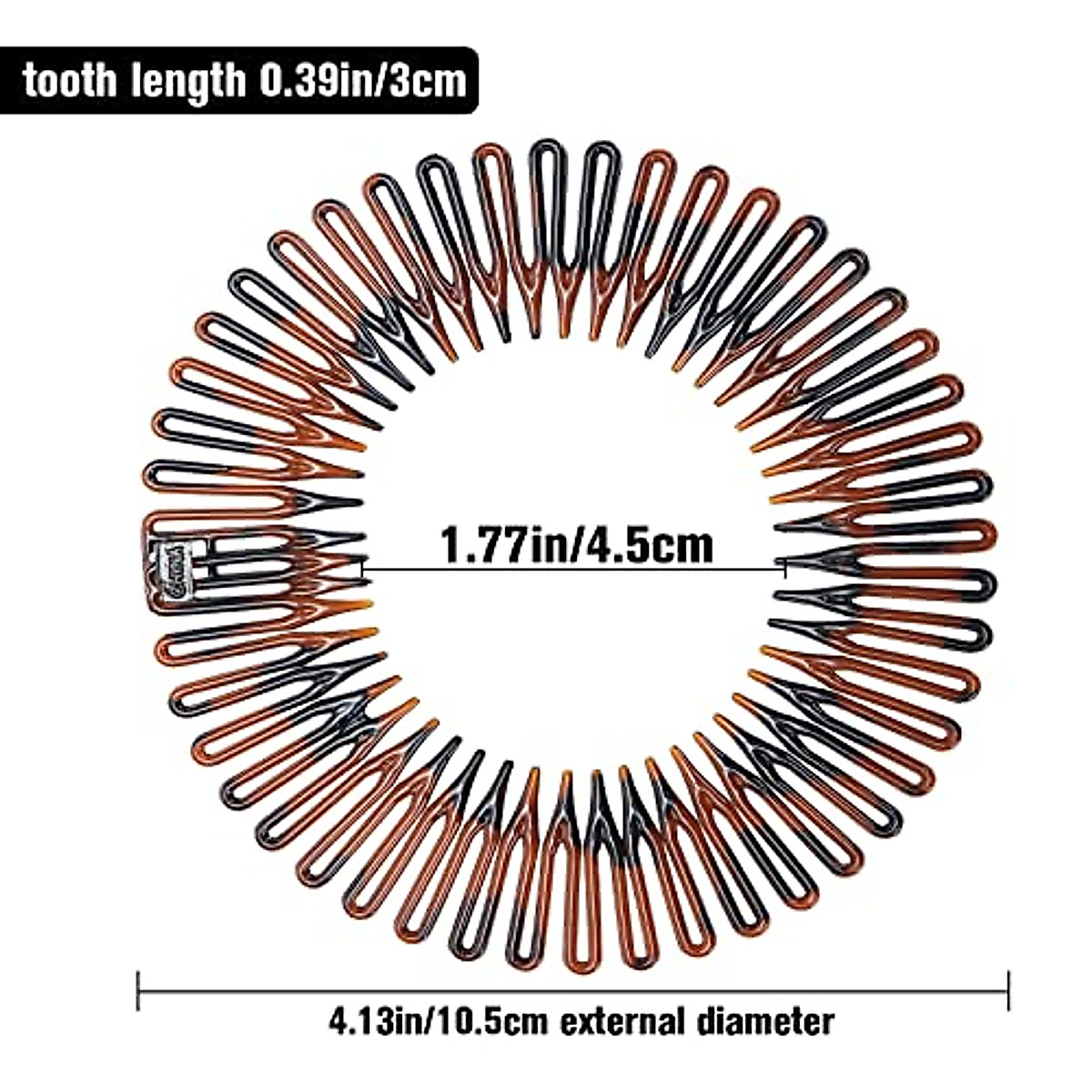 9 Pieces Circular Flexible Plastic Hair Combs and Headbands for Women Girls, 3 Colors (Yellow Leopard, Red Leopard, Tortoise Shell)