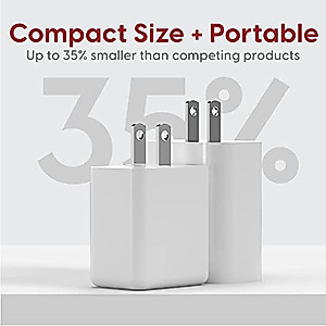 TALK WORKS USB Wall Charger Compatible w/iPhone 13/13 Pro/13 Pro Max/14/14 Plus/14 Pro/14 Pro Max - Dual Port Travel USB-A and USB-C Wall Charger Block (White)