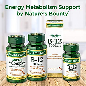 Vitamin B-Complex by Nature's Bounty, Time Released Vitamin Supplement w/ Folic Acid Plus Vitamin C, Supports Energy Metabolism and Nervous System Health, 125 Tablets (Pack of 3)