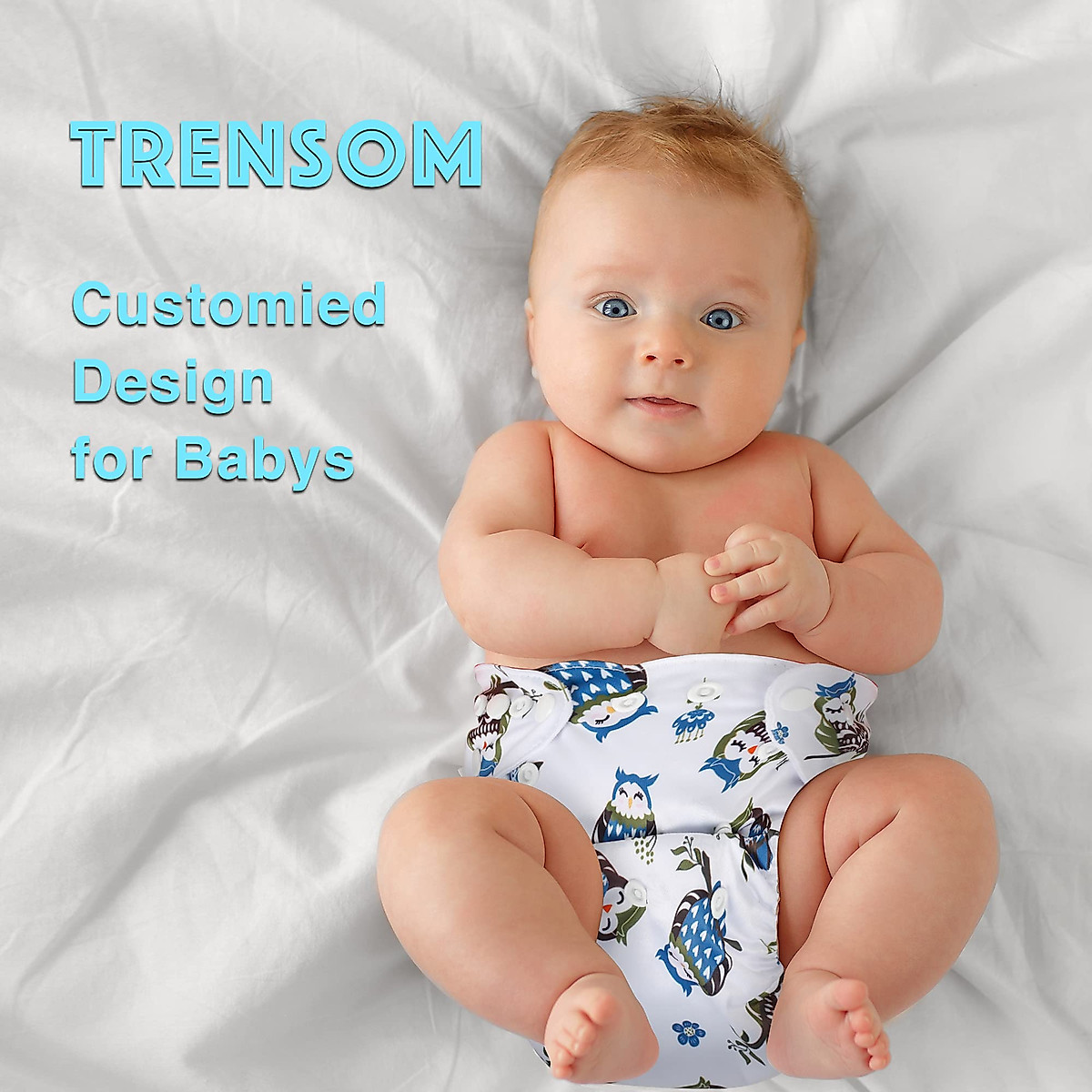 Newborn Cloth Diaper Reusable Adjustable Washable One Size Baby Swim Diapers Baby Girls and Boys Pocket Cloth Diapers Covers Includes 4 Packs Diapers + 4 Incerts +One Wet Bag