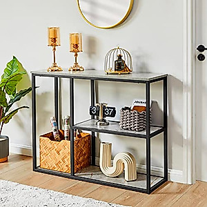 WOHOMO Console Table, 12 Inch Narrow Sofa Table with 3-Tier Storage ...