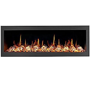 Litedeer Homes Latitude II 58" Smart Electric Fireplace with App, Crackling Fire Sounds, Diamond-Like Crystal, Black - ZEF58VC