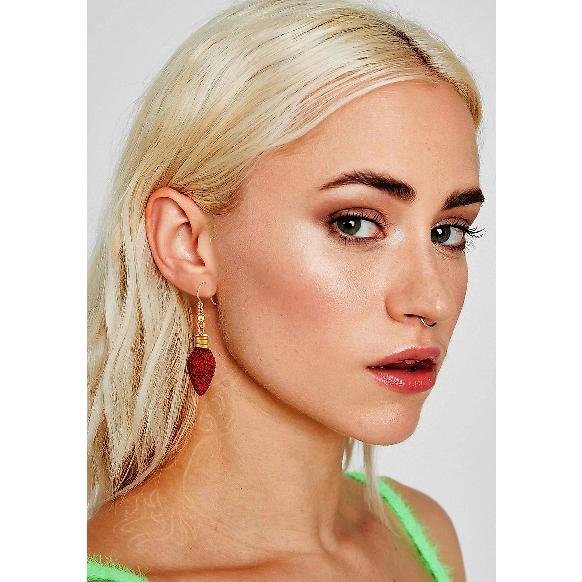 6Pairs Christmas Earrings Holiday Xmas Bow Earrings Glitter Light Bulb Dangle Earrings Hypoallergenic Stud Earrings for Women Christmas Holiday Jewelry (style A)