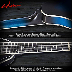 ADM Acoustic Mandolin Instrument Kit Music A Style for Kids Students Adults Wood Mandolins Beginner Set With Bag, Tuner, EQ, Strap, Strings, Picks and Hanger, Blue