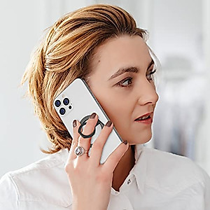 Magnetic Phone Ring Holder for The New iPhone 14/13 /12 Series or for MagSafe Case, Removable Magnetic Phone Grip, Adjustable Kickstand, Black