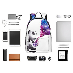 FeHuew 16 inch backpack Panda Bottle Galaxy Laptop Backpack Full Print School Bookbag Shoulder Bag for Travel Daypack