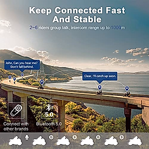 Fodsports FX6S Motorcycle Bluetooth Helmet Intercom Communication System with LED Screen - Connect up to 6 Riders, Voice Dialing, Universal Motorbike Communicator for ATVs and Dirt Bikes - 1 Pack