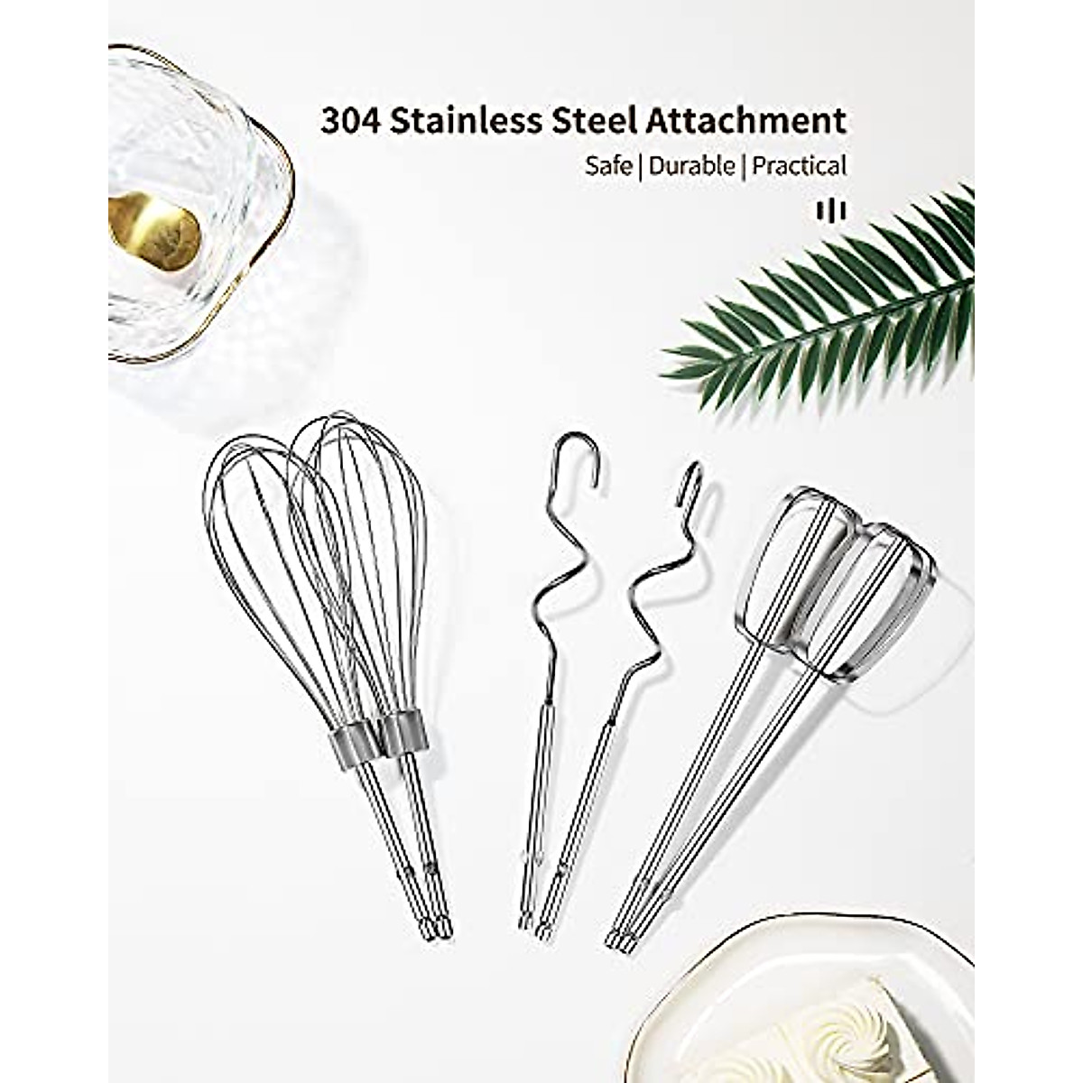 DmofwHi Hand Mixer Electric,5-Speed Mixer Electric Handheld with 6 Stainless Steel Accessories and Storage Case, Electric Mixer for Cake, Cream, Brownies(White)