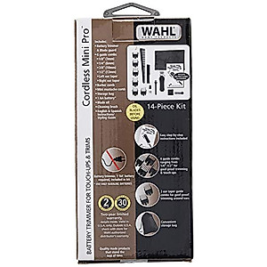 9307-1301 Cordless Mini Pro 14 Piece Touch-up and Trim Haircutting Kit, Chrome/black, Chrome/Black