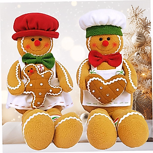 DAGLLGEW Gingerbread Man Plush 2Pcs Christmas Gingerbread Pillow Stuffed Cute Gingerbread Man Plush Toys Gingerbread Christmas Decorations Gifts for Christmas