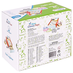 New Classic Toys Wooden Cash Register Pretend Play Toy for Kids Cooking Simulation Educational Toys and Color Perception Toy for Preschool Age Toddlers Boys Girls