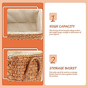 GANAZONO Woven Wicker Baskets Rustic Handmade Storage Basket Decorative Shelf Baskets Rattan Makeup Organizer Toys Storage Box for Toilet Shelves Laundry Room Coffee