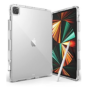 Ringke Fusion Plus [Case + Pencil Holder] Compatible with iPad Pro 12.9 Case (6th Generation 2022, 5th Generation 2021) Transparent Hard Back Shockproof Double Air Pocket Bumper - Clear