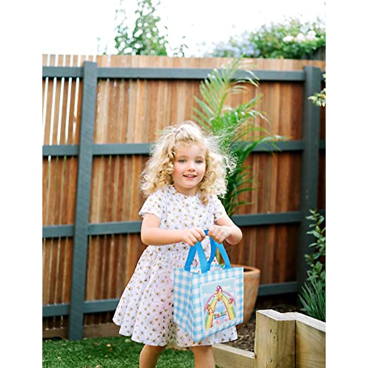 ANOTION Easter Gift Bags, 20 Packs Easter Bags for Kids Easter Treat Bags with Handle, Reusable Easter Goodie Bags Non-woven Rabbit Bunny Bag with 20 Tissue Papers for Easter Party Favors