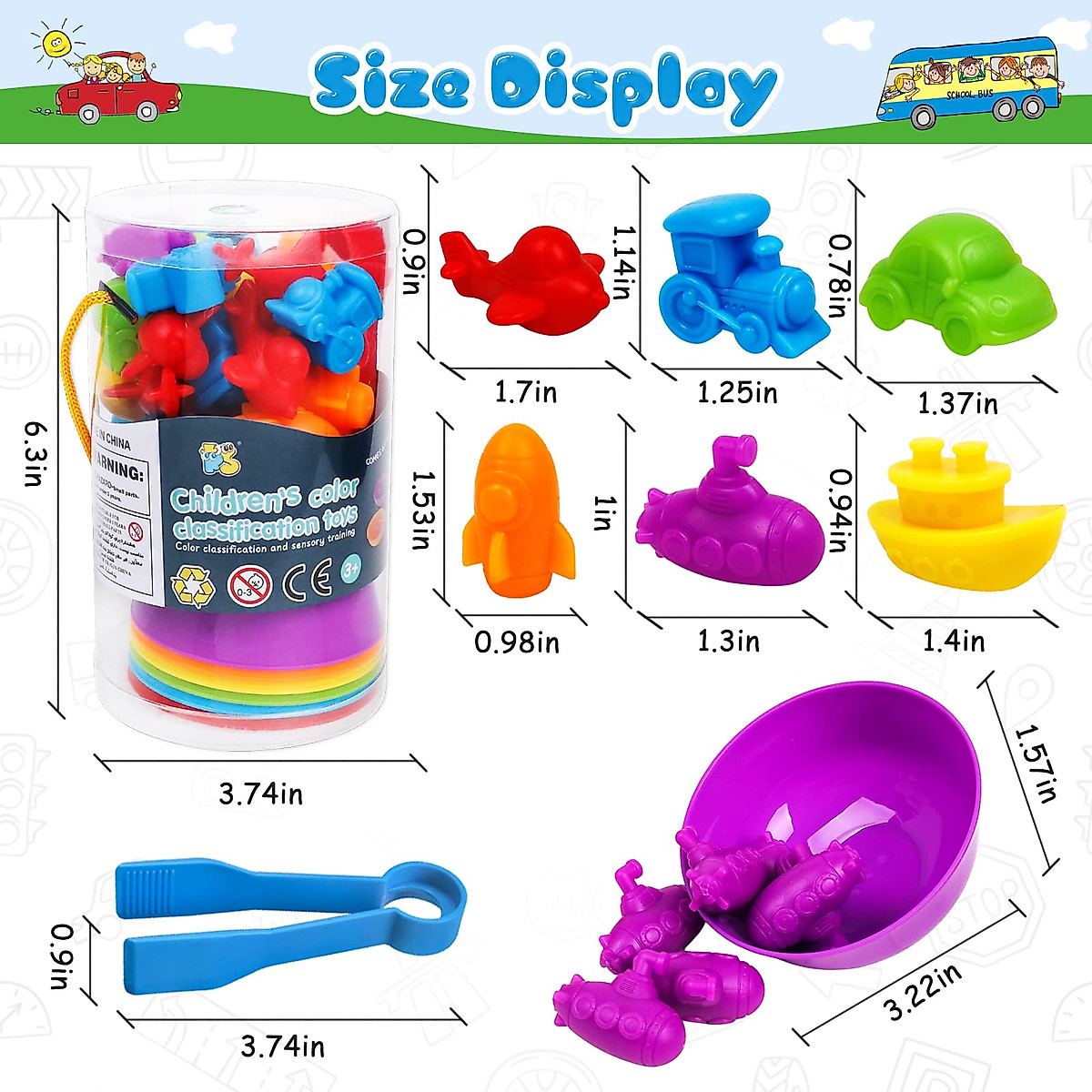 NAODONGLI Counting Transport Matching Game with Rainbow Bowls,Color Sorting & Sensory Training Montessori Preschool Education Learning Fine Motor Skills Easter Gifts for 3 4 5 Years Old Boys Girls