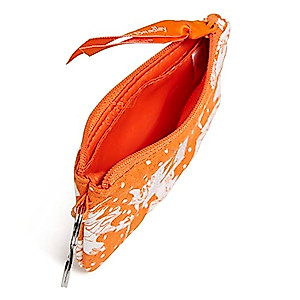 Vera Bradley Women's Cotton Zip ID Case and Lanyard Combo, Orange/White Rain Garden With University of Tennessee - Recycled Cotton, One Size